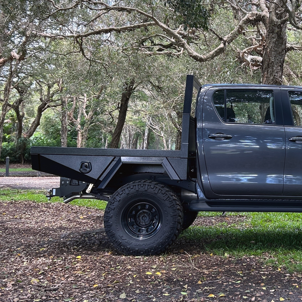 1600 mm Black Ute Tray with Headboard | Explorer Canopies & Ute Trays